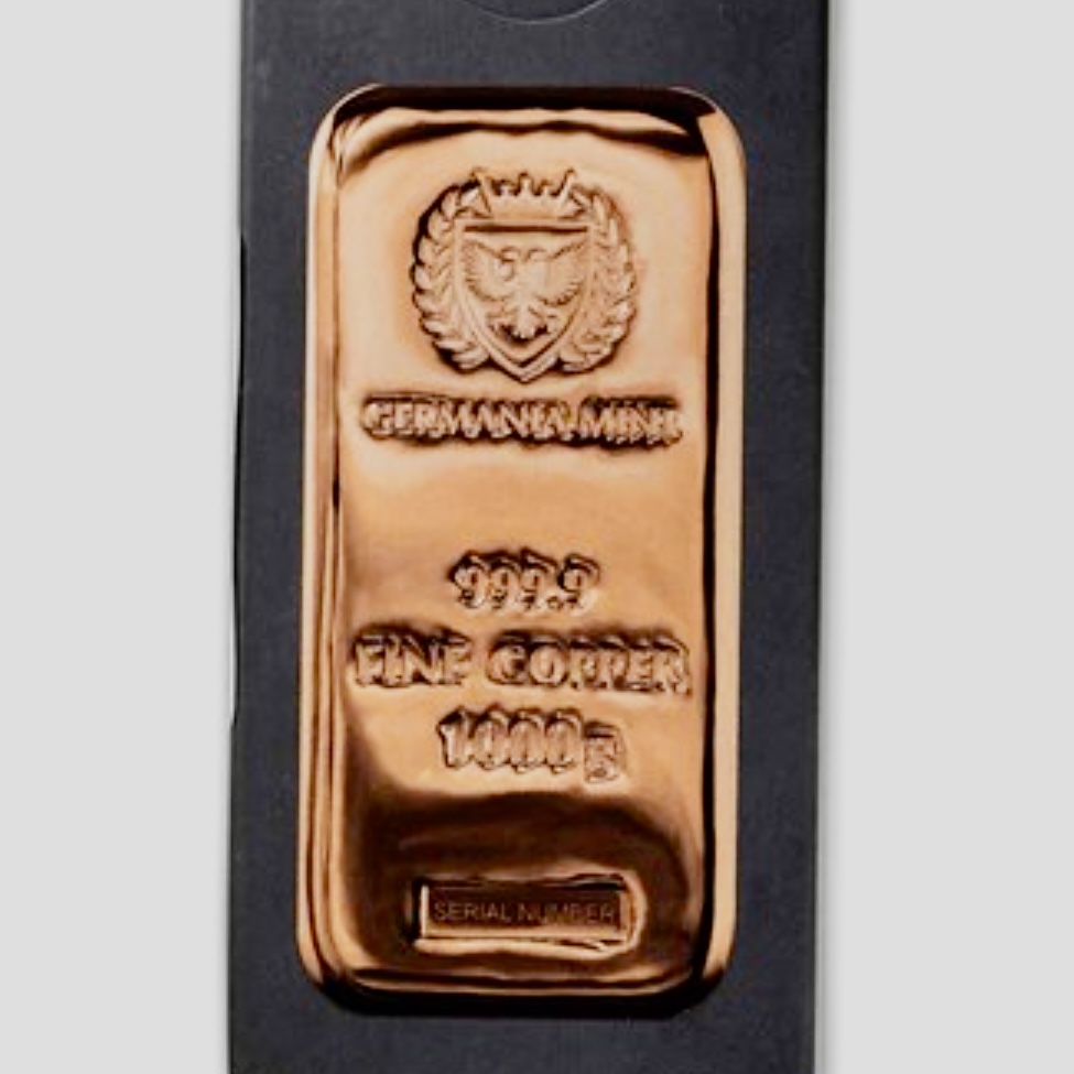Germania Mint 1000g Copper Bar (.9999 Fine, Poured | PeerMetals