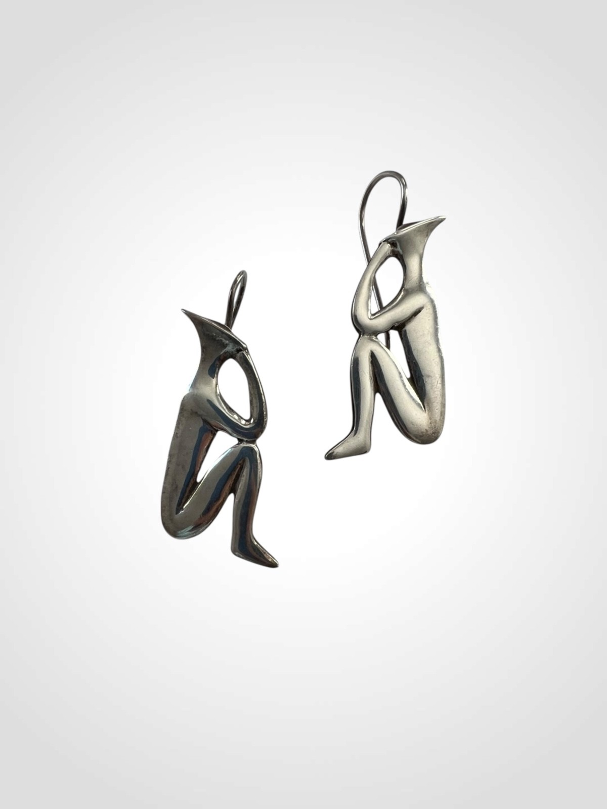 Sterling Silver 925 Earrings Modernist Human Shape | PeerMetals