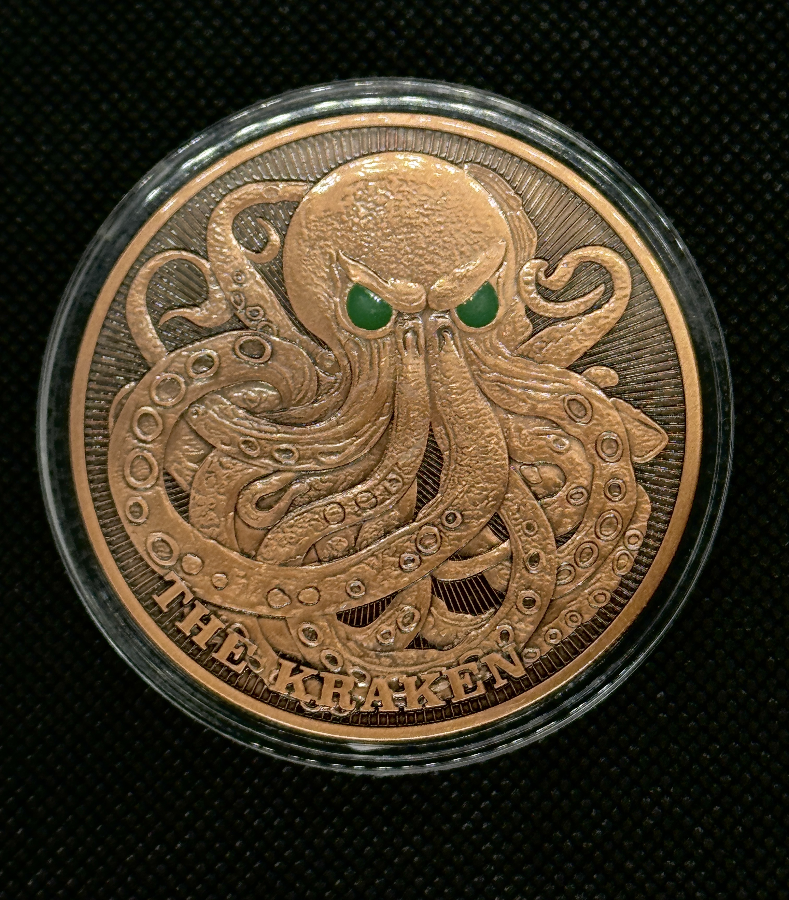 5oz Fine Copper .999 Kraken Glow in the Dark Eyes | PeerMetals