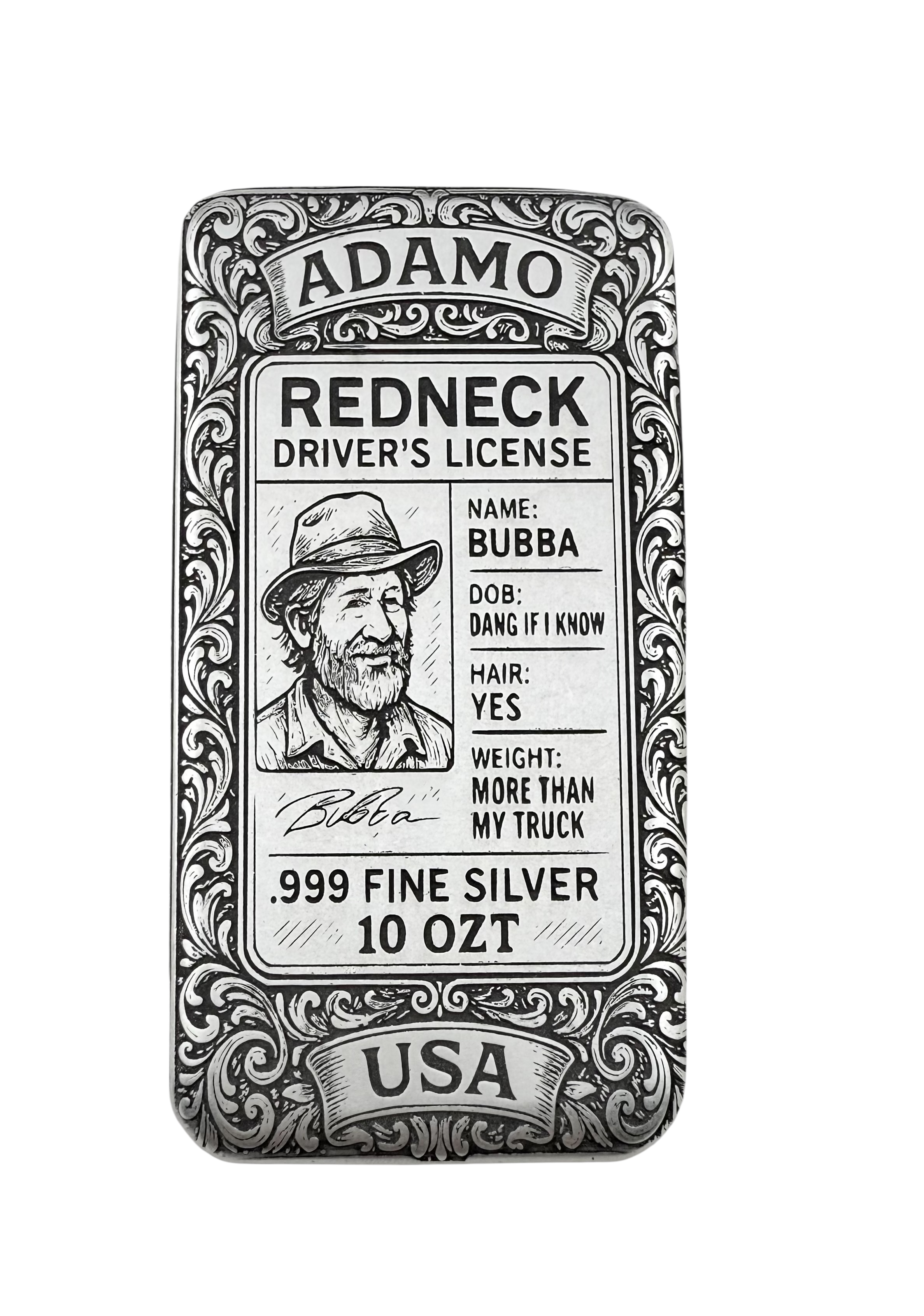 10 oz Silver Art Bar 999 - Redneck DL - Limited Ed | PeerMetals