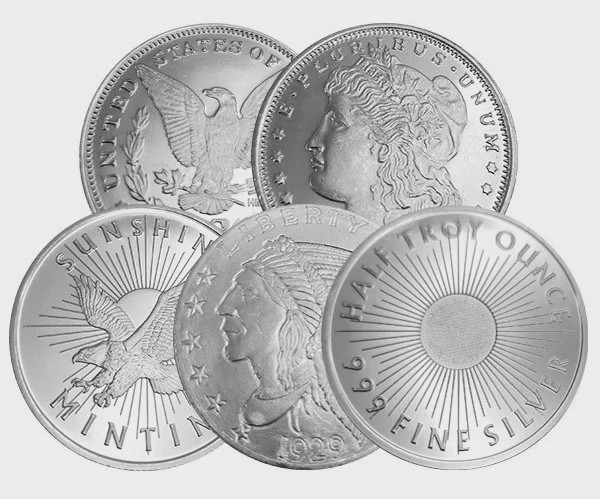 Mixed designs 1/2 Silver Rounds .999 Fine Silver | PeerMetals
