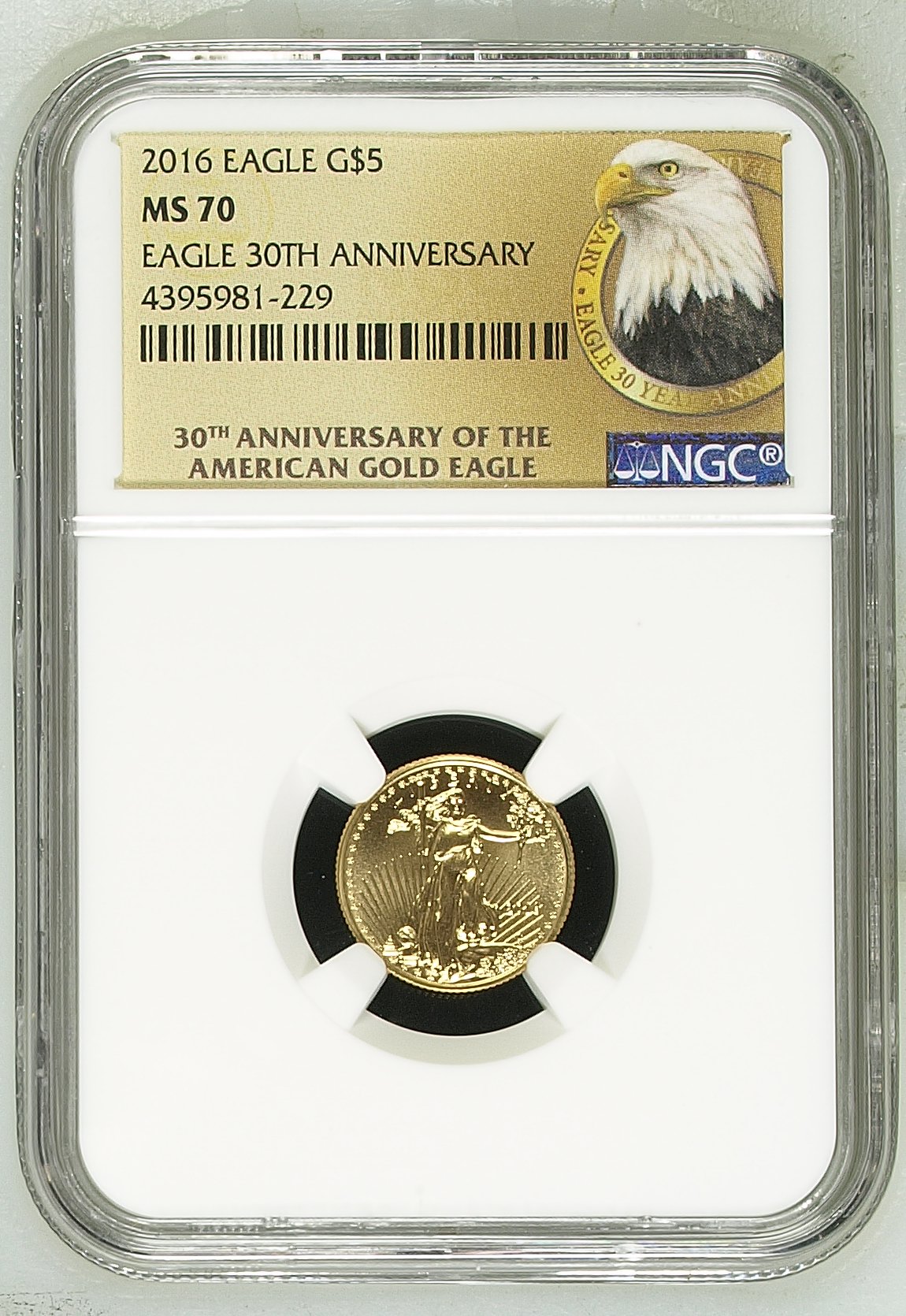 2016 $5 Gold Eagle 1/10 oz NGC MS70 30th Anniversa | PeerMetals